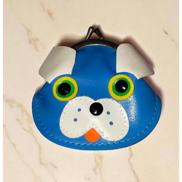 Bags | Dog Face Coin Purse Blue Cartoon Pup Design With Metal Clasp ...
